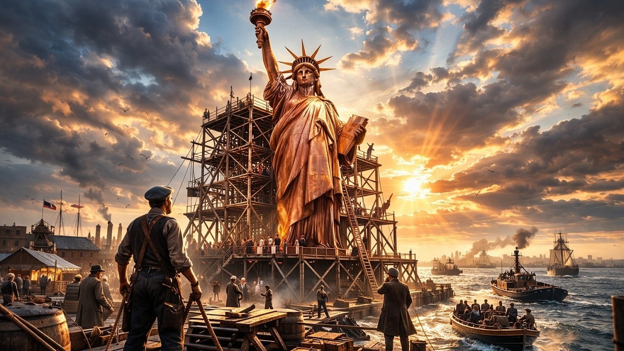 Building the Statue of Liberty in the 1800s. AI Reconstruction - YouTube
