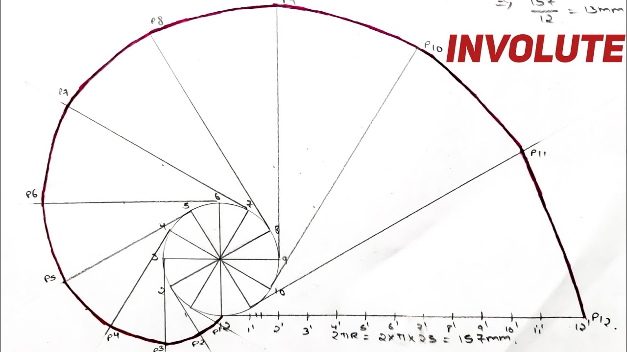 How to draw a Involute of a circle in telugu | Engineering drawing ...
