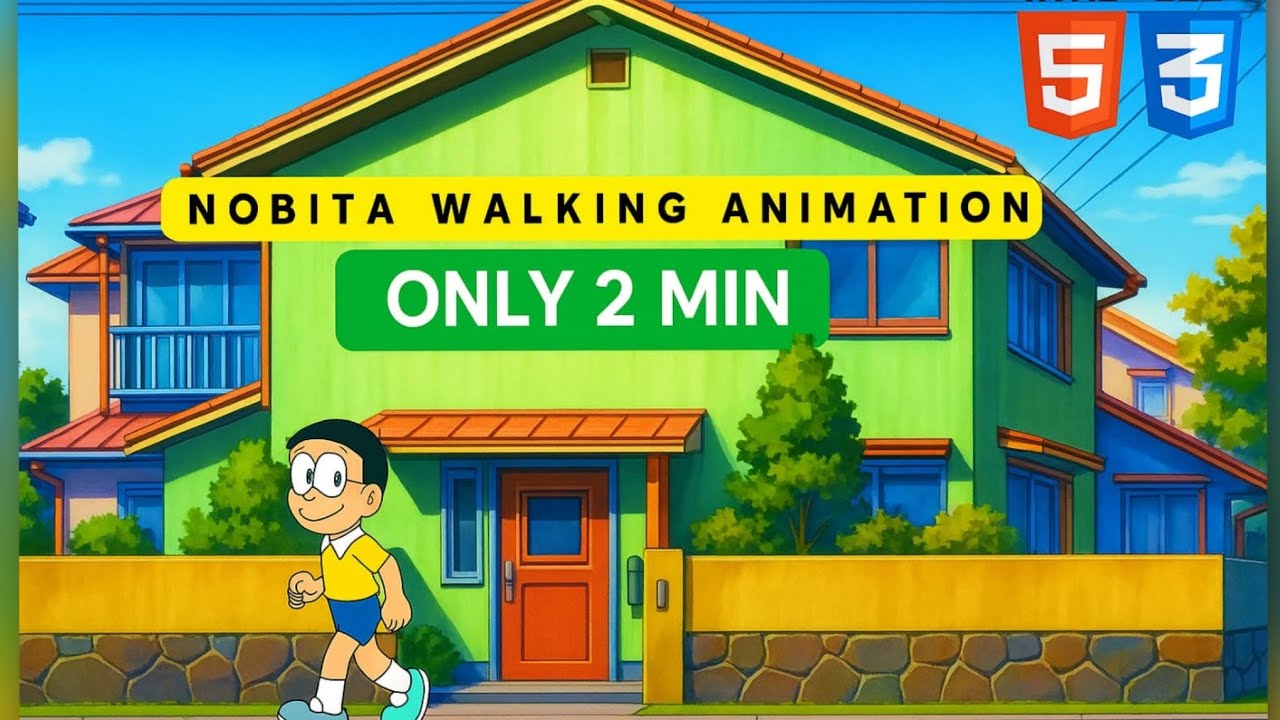 CSS ANIMATION | NOBITA WALKING ANIMATION | HTML CSS ONLY 💛 - YouTube