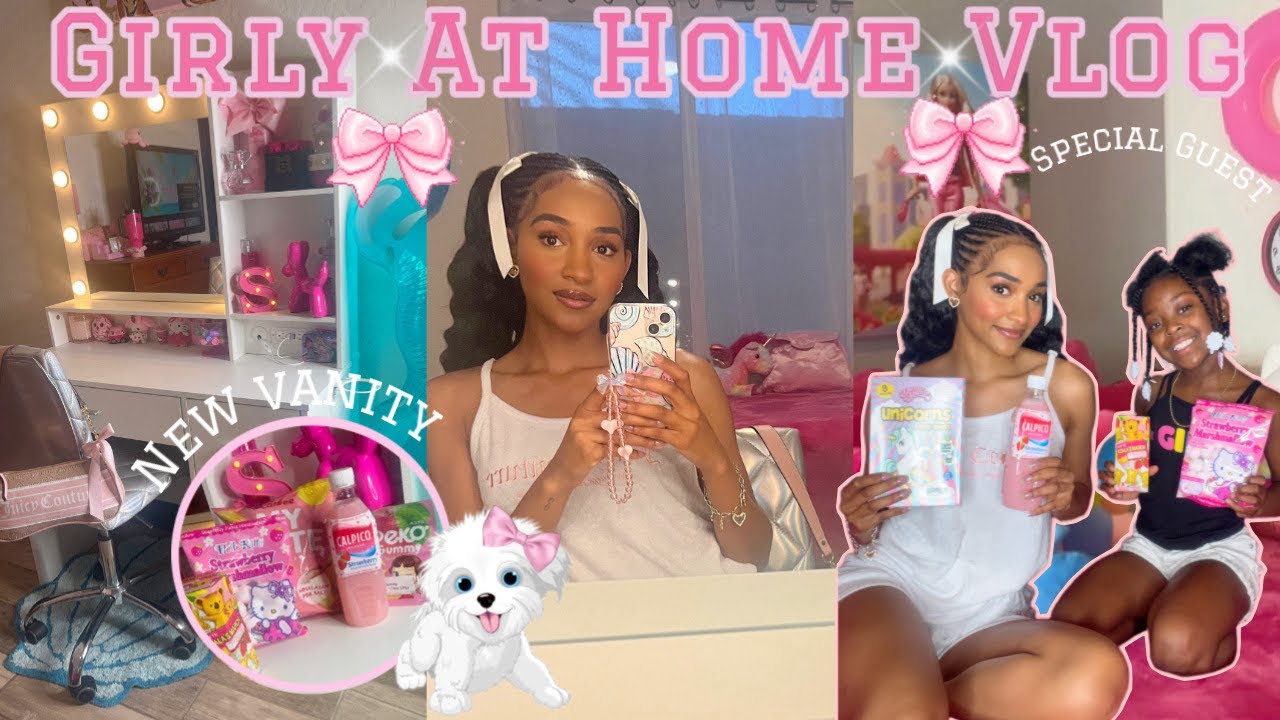 Girly At Home Vlog 🎀 New Vanity + Room Tour + More - YouTube