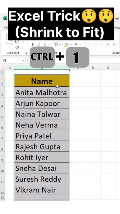 ExcelTrick 😲#Shrink to Fit in Excel#excel#exceltips#exceltutorial#shorts#viral# ...