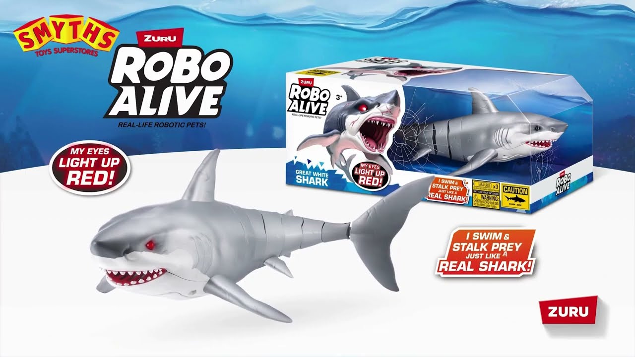 Pool Toy Shark Robo Alive Great White Shark By Zuru - Battery Powered ...