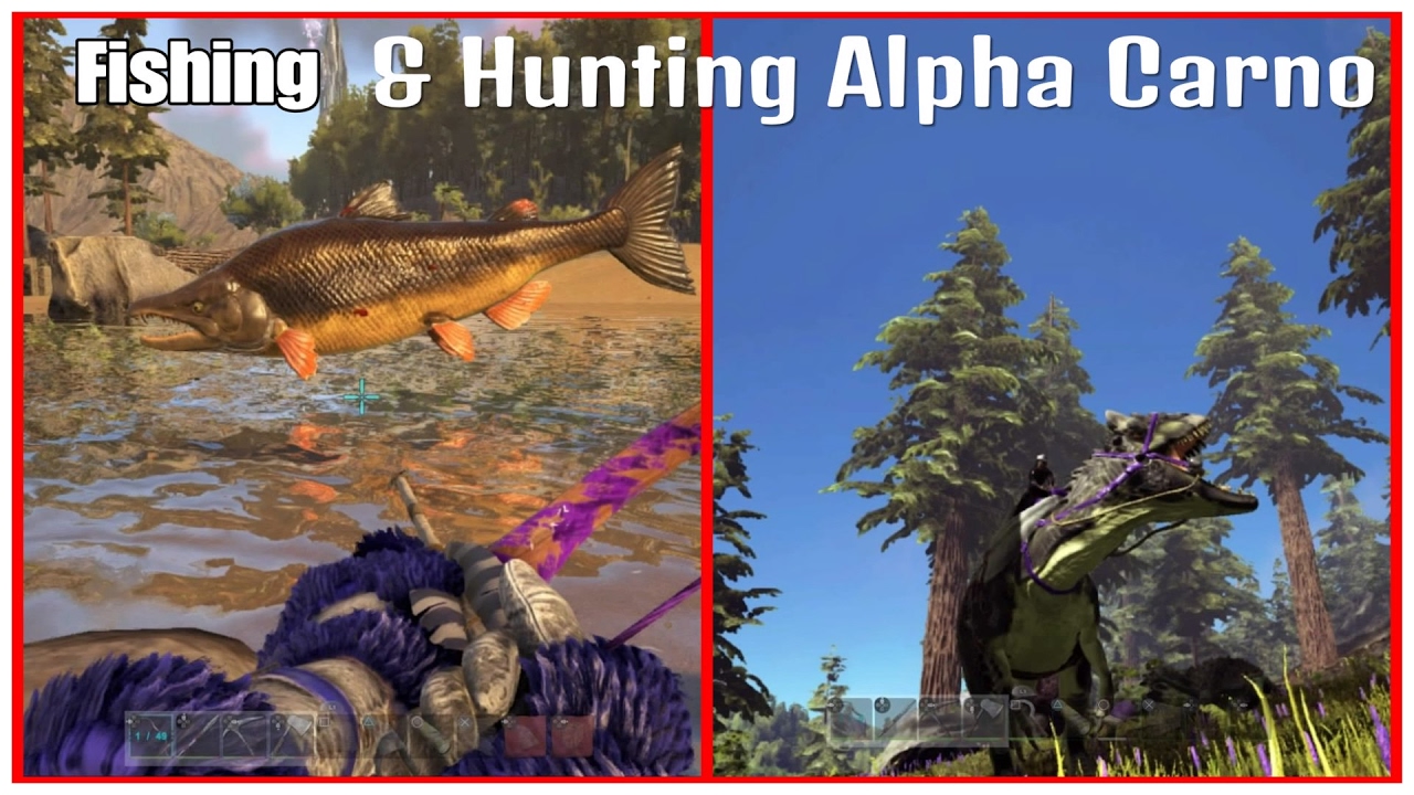 ARK Survival Evolved PS4 | Alpha Carno Hunt & Fishing - YouTube