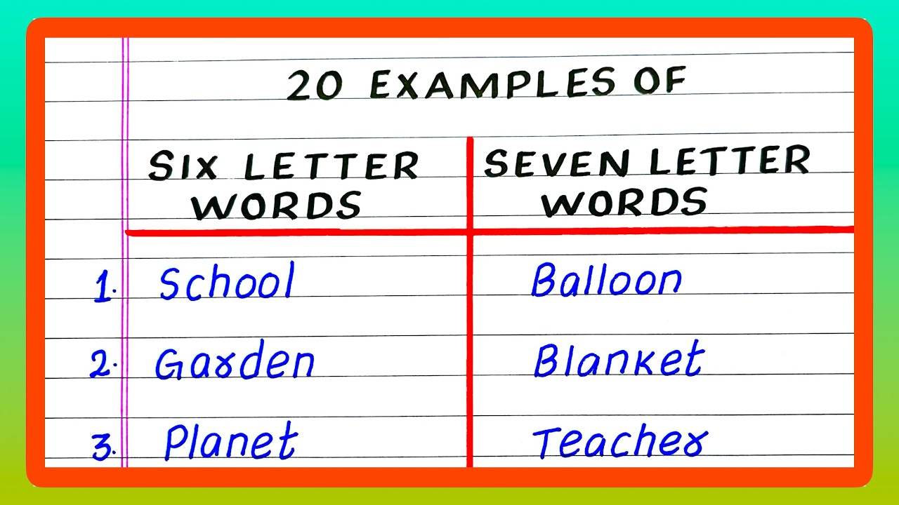 SIX LETTER AND SEVEN LETTER WORDS | 6 LETTER AND 7 LETTER WORDS | IN ...
