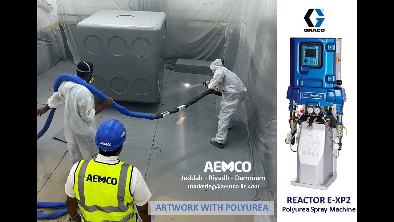 Polyurea sprayed on ARTWORK with GRACO Reactor E XP2_AEMCO - YouTube