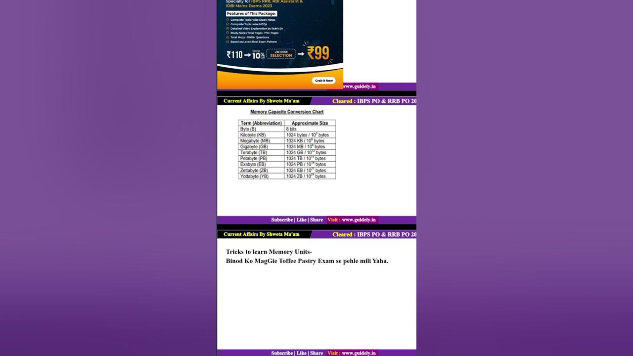 TRICKS TO LEARN MEMORY UNITS OF COMPUTER | COMPUTER TRICKS | #rrbpo #rrbclerk #rrbpomains2023 ...