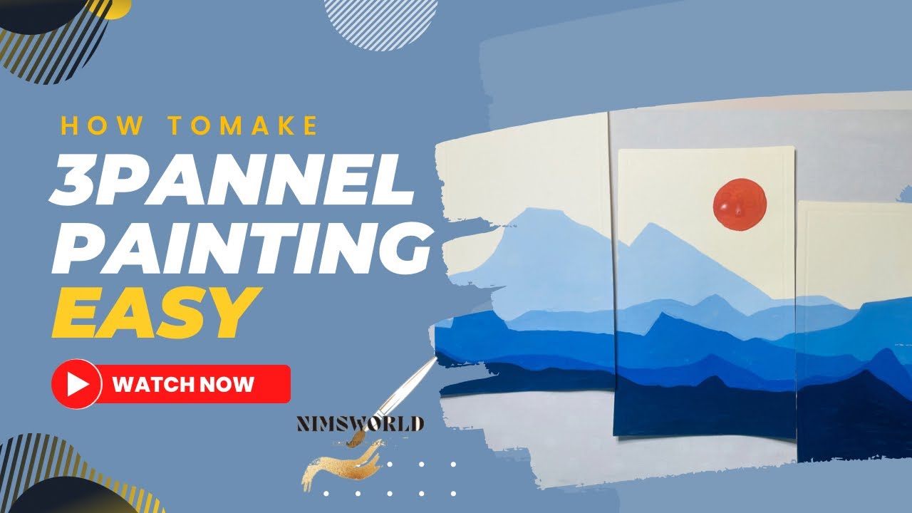 How to make 3 panels painting on paper easy |Quick art |home decoration ...