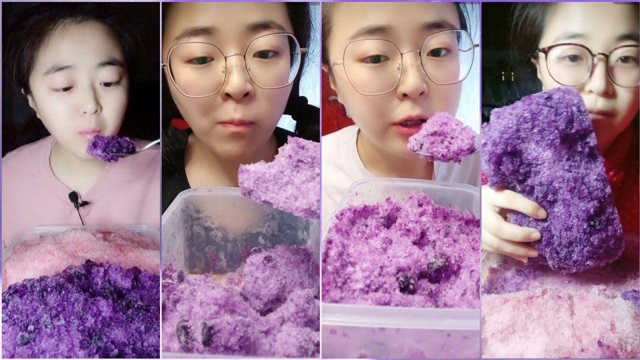 💜🧊 yang | Squeaky Shaved Ice Asmr Eating Purple Icebites - YouTube