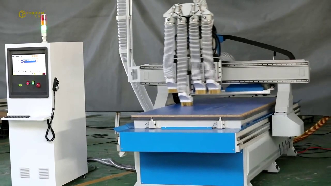 Multi-head cnc router for making cabinet, panel furniture, wooden door ...