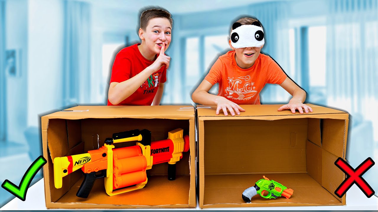 Pick your Dart Blaster Mystery Box Challenge with Roman and Max - YouTube