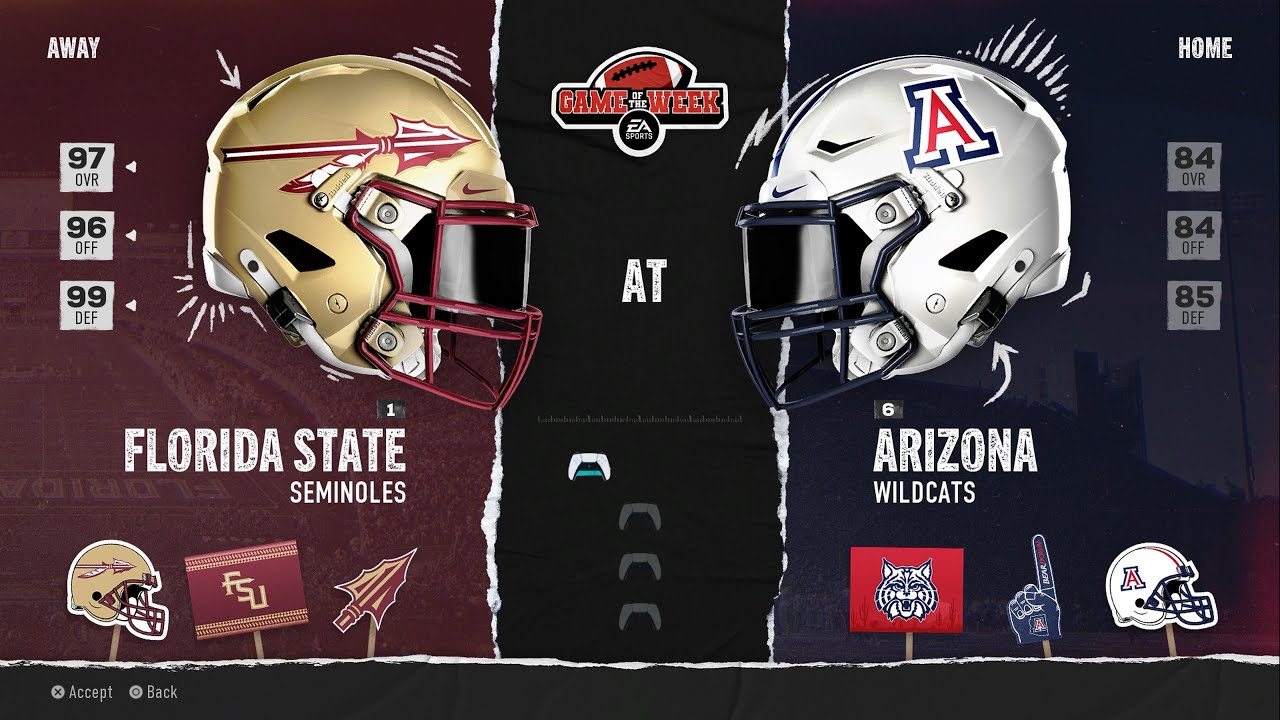 1 Florida State VS 6 Arizona {Game of the Week} | College Football 25 ...