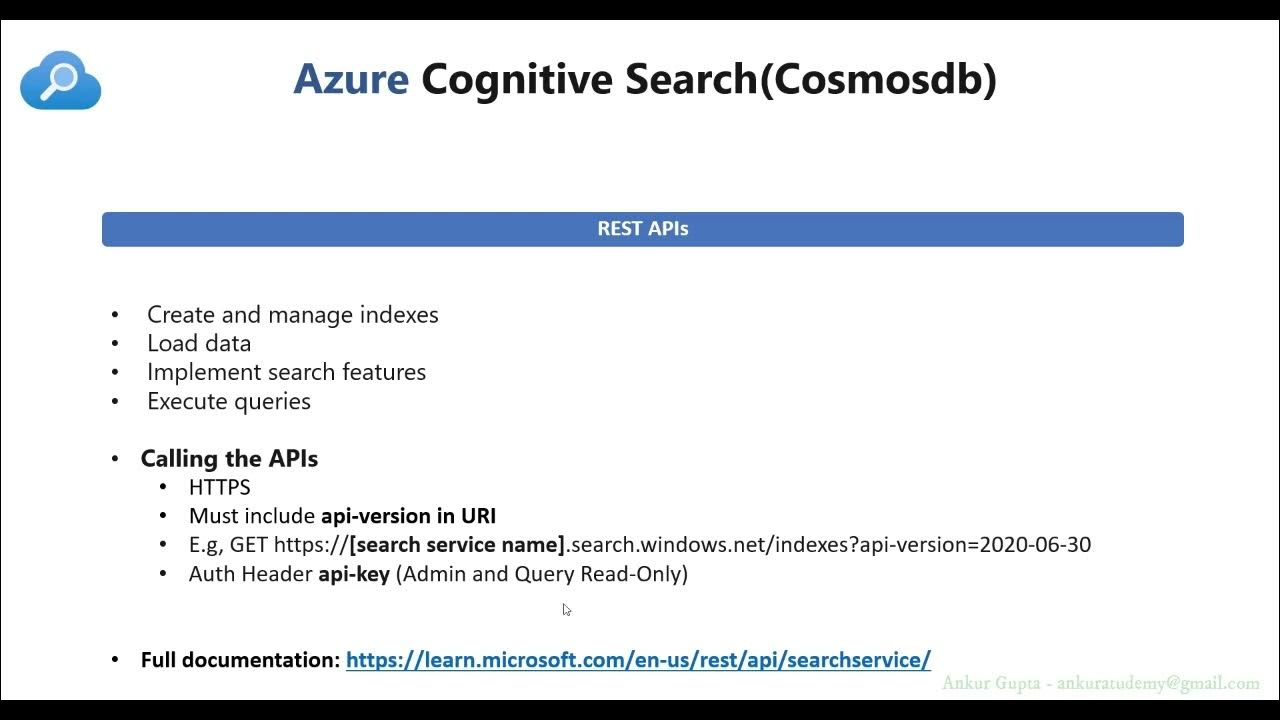 Azure Cognitive Search REST API - YouTube
