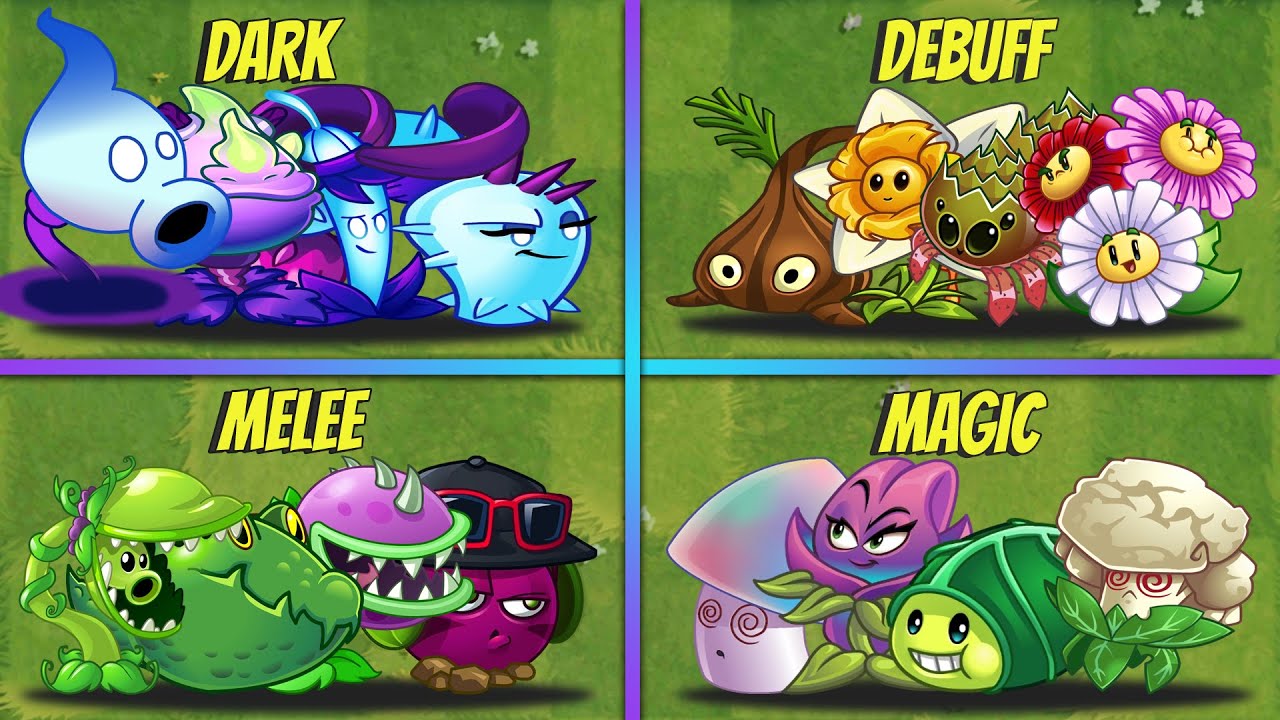 4 Team DARK x DEBUFF x MELEE x MAGIC Battlez - Who Will Win? - PvZ 2 ...