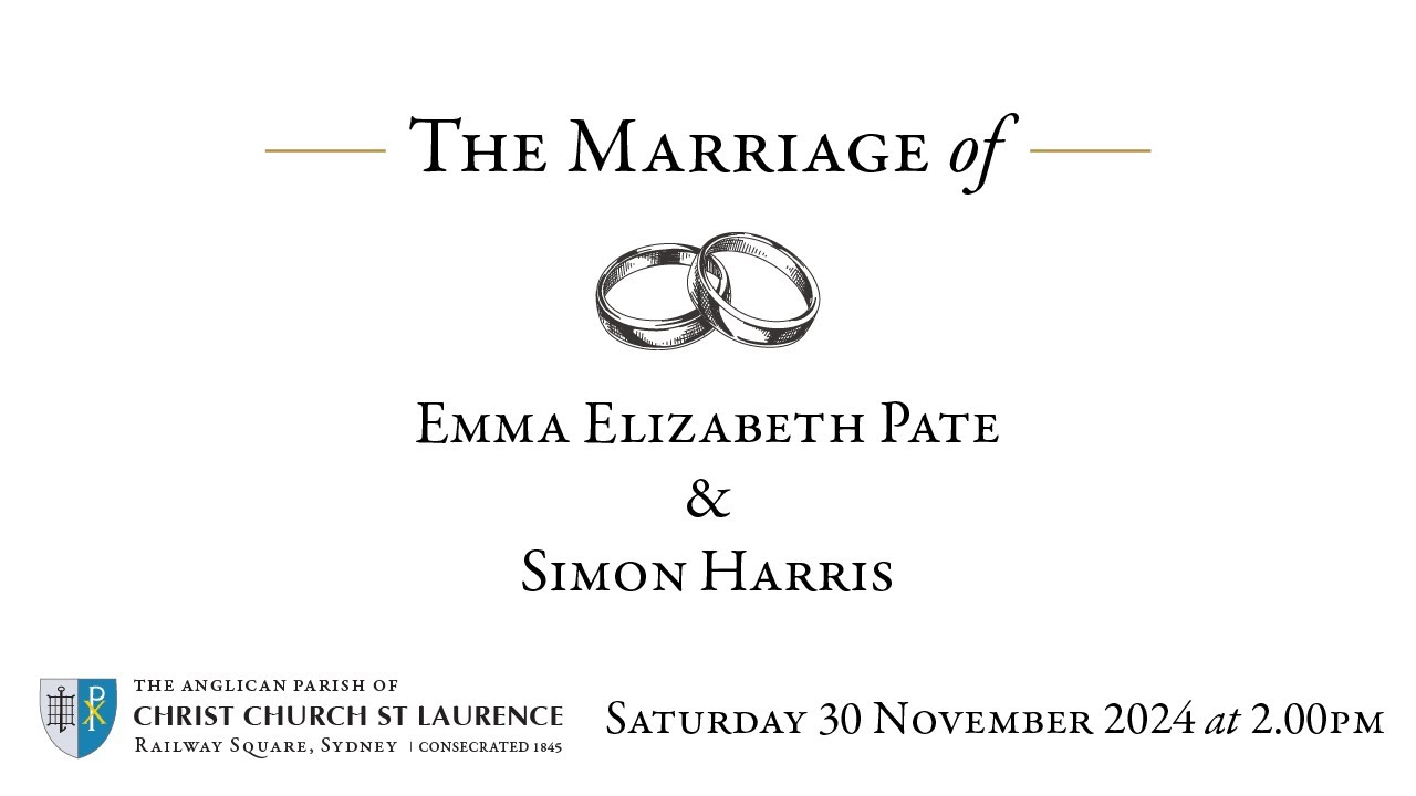 The Marriage of Emma Elizabeth Pate and Simon Harris (Saturday 30 ...