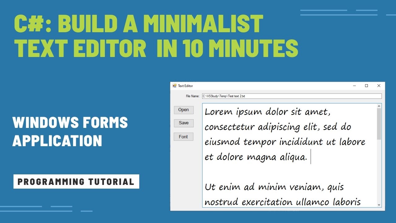 C# Windows Forms: Build a Minimalist Text Editor in 10 Minutes - YouTube