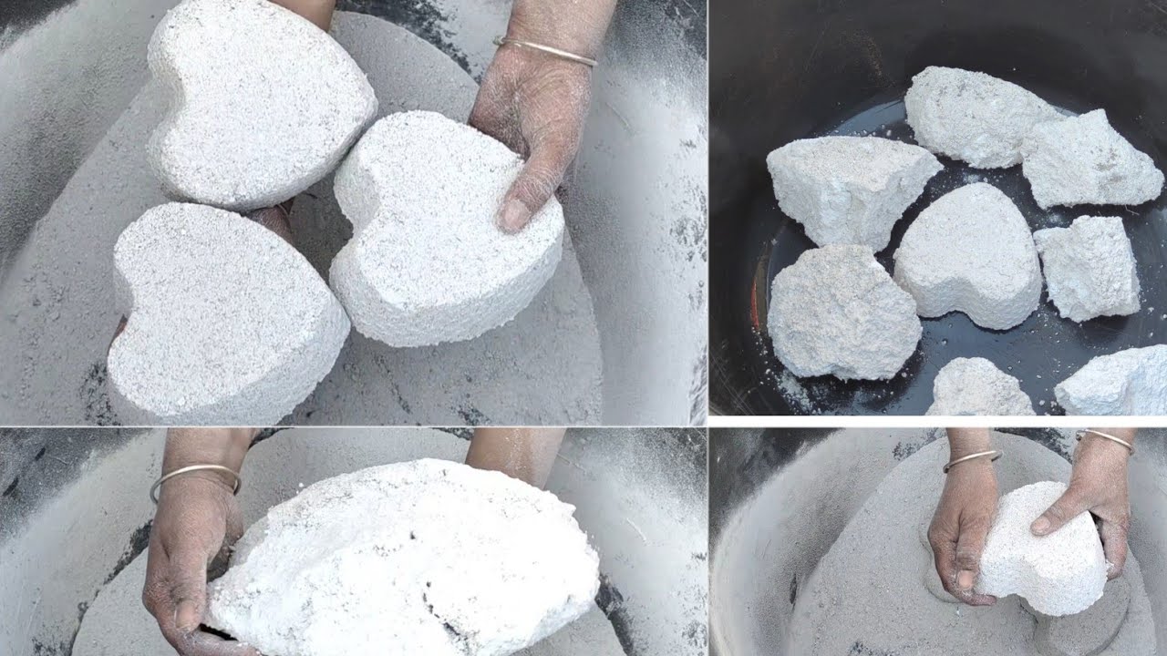 Asmr| beautiful white cement heart ️ with white concrete full dry ...