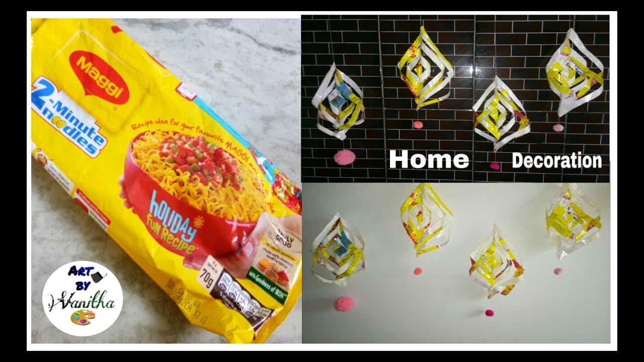 Easy home decor out of waste Maggi cover - YouTube