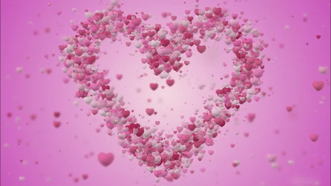 Abstract Neon Pink Heart Shaped Particles Animated Motion Background ...
