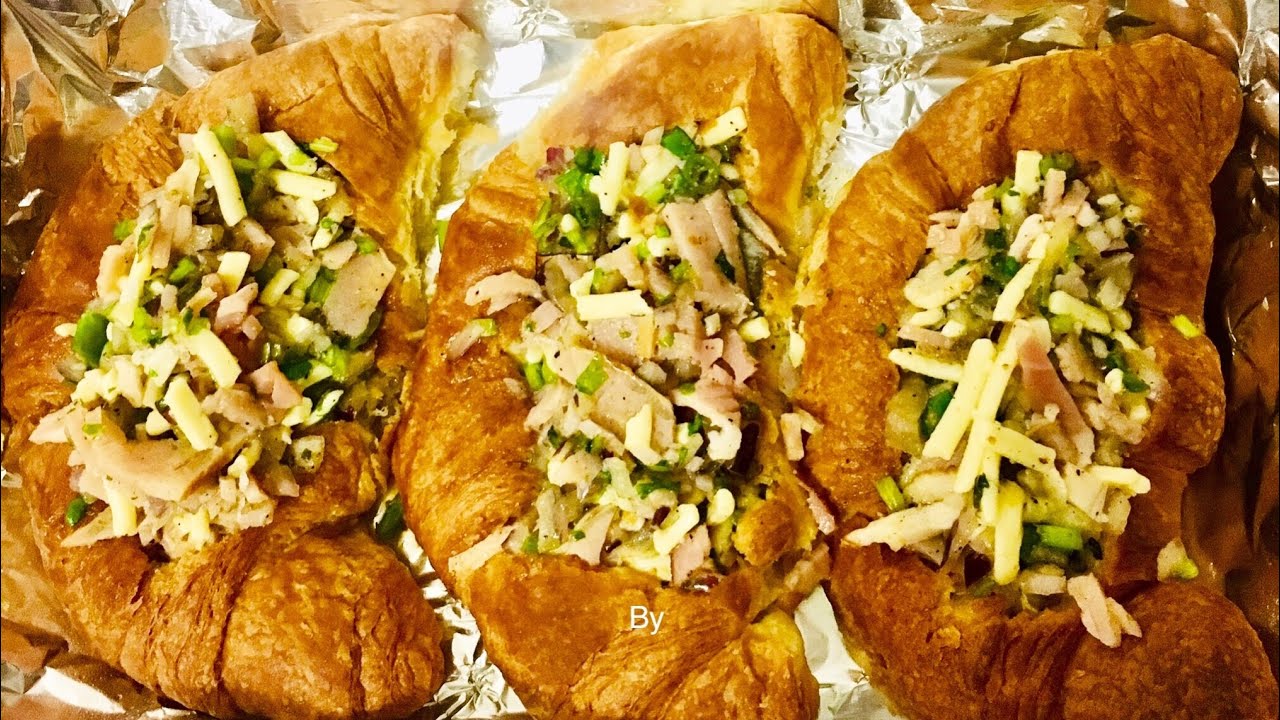 2 in 1 Recipe Croissant Boats And Omelette - YouTube
