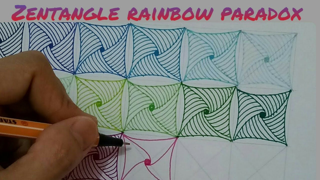 Drawing rainbow zentangle|| time lapse - YouTube