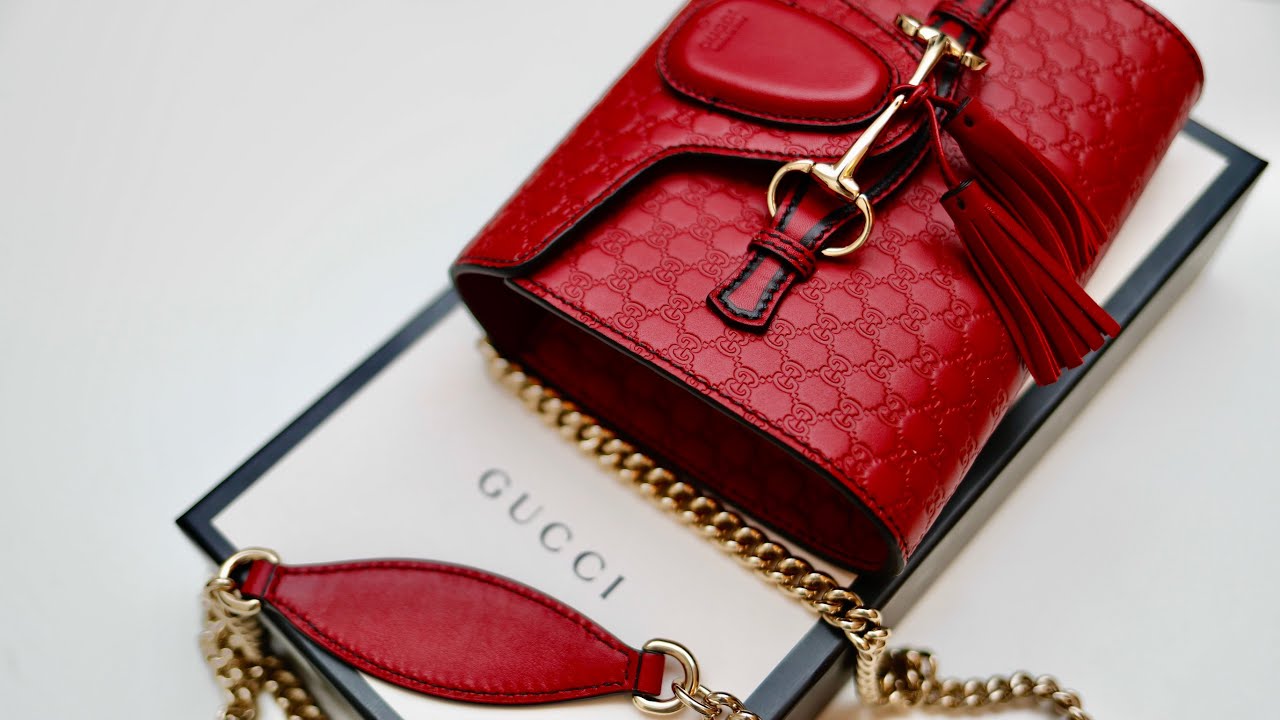GUCCI Unboxing ASMR bag No Talking Red Micro GG Guccissima Emily - YouTube