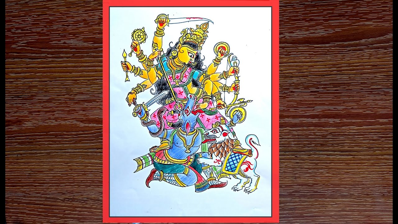 How to draw Maa Durga | Patta Painting Durga Maa | Pattachitra art ...