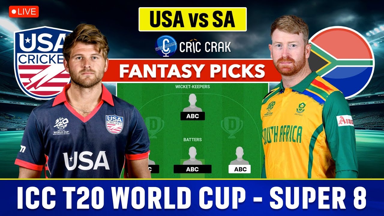 🔴Live T20 World Cup 2024: SA vs USA Dream11 Team I South Africa vs USA ...