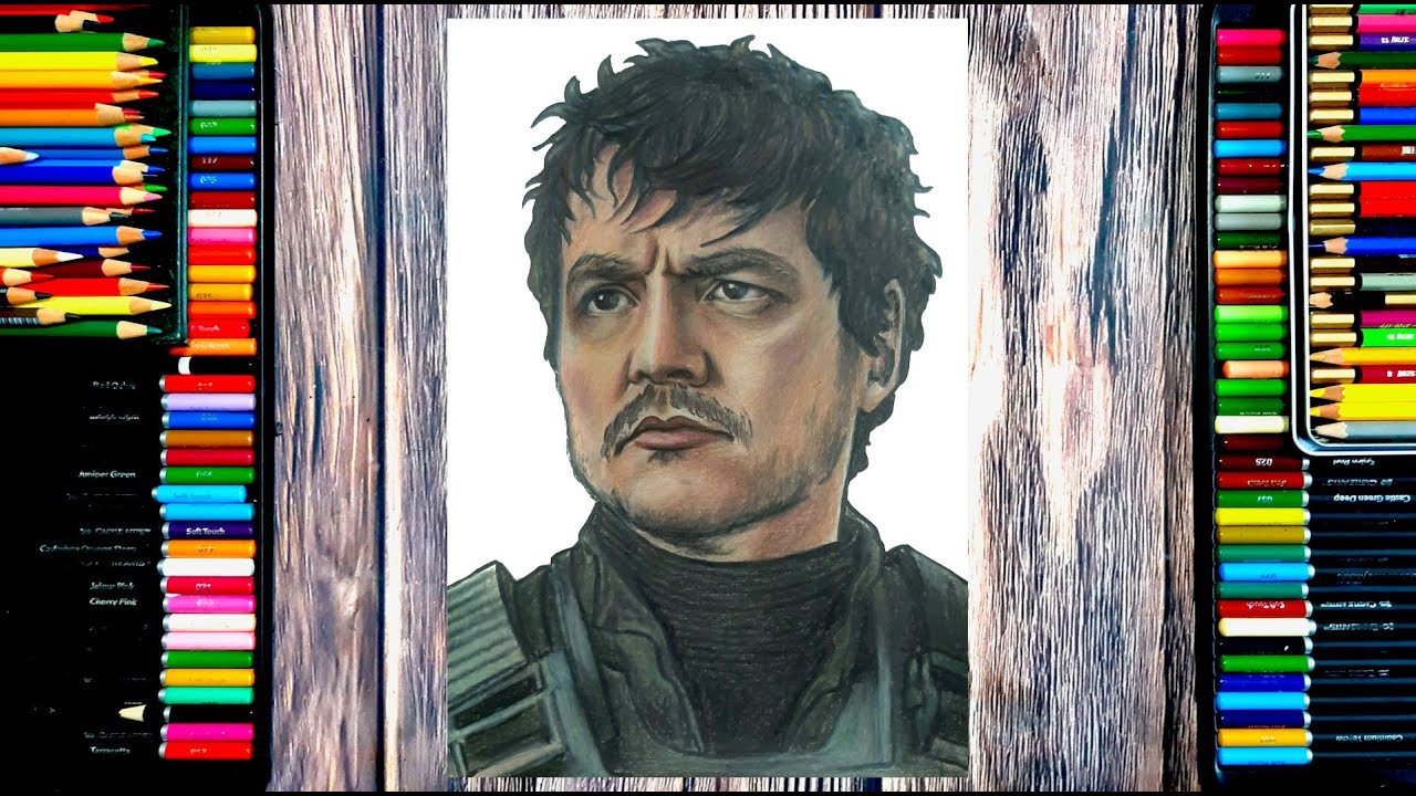Drawing Pedro Pascal as Mandalorian | Cartoon Speeddrawing - YouTube