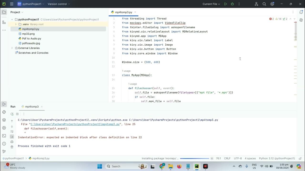 Convert Video To Audio With Python Mp4 To Mp3 Converter Project Python For Beginners Pyhton