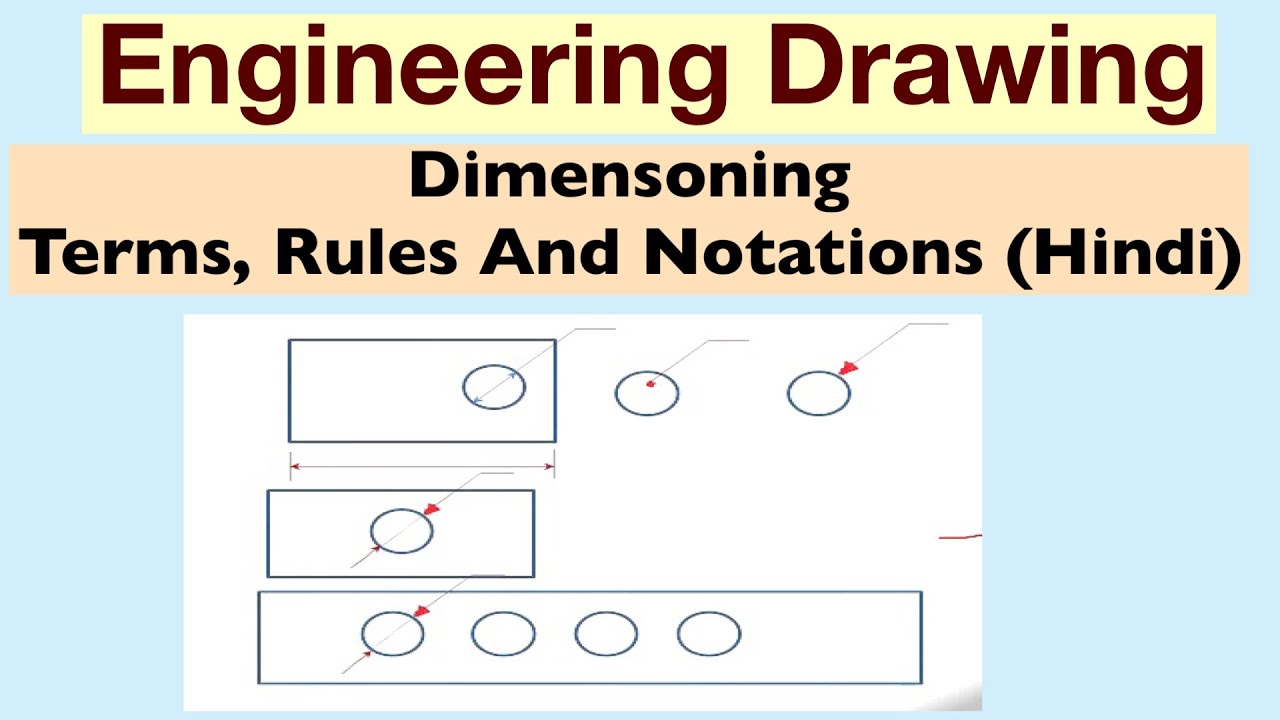Dimensoning - Terms, Rules And Notations (Hindi) | Engineering Drawing - YouTube
