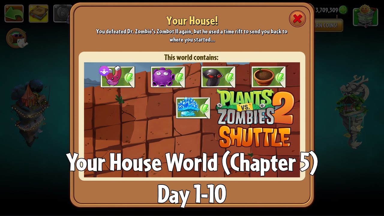 PvZ2 SHUTTLE - Your House World (Chapter 5), Day 1-10 - Gameplay - YouTube