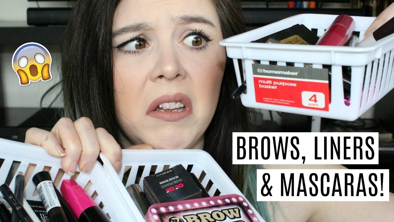 2017 MAKEUP COLLECTION & DECLUTTER | LINERS, MASCARA + BROWS! | Silverfoxxbeauty - YouTube