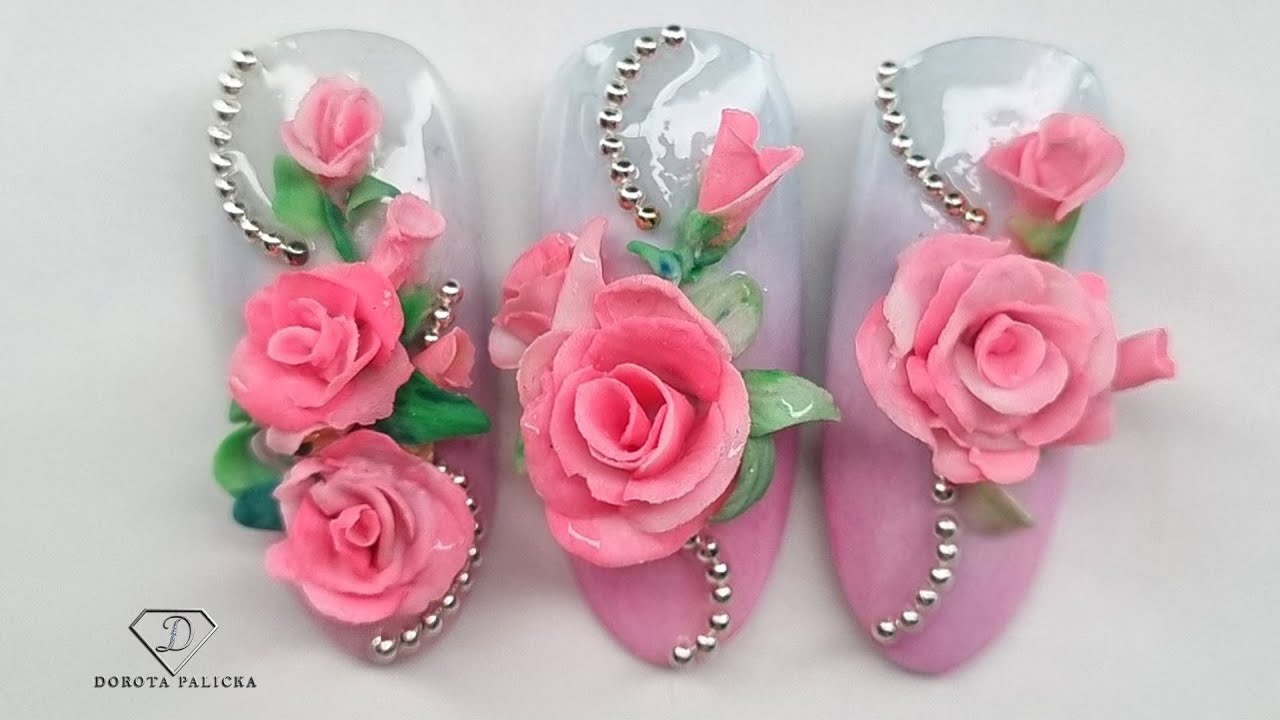 How to do 3d nail art acrylic. 3D rose nail design tutorial for ...
