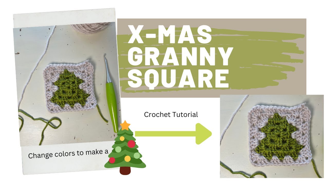 Small Xmas Tree Granny Square / Granny square tutorial - YouTube