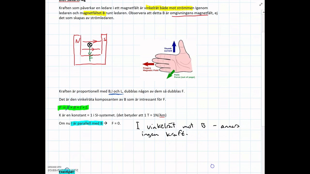 Fy2 - Magnetism - kraft på ledare i fält - YouTube