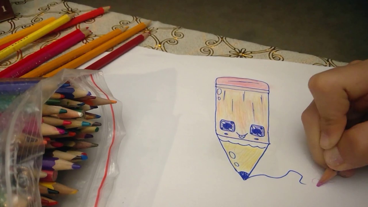 how to drawing a so kaiwai pencli!!!!! so cute - YouTube
