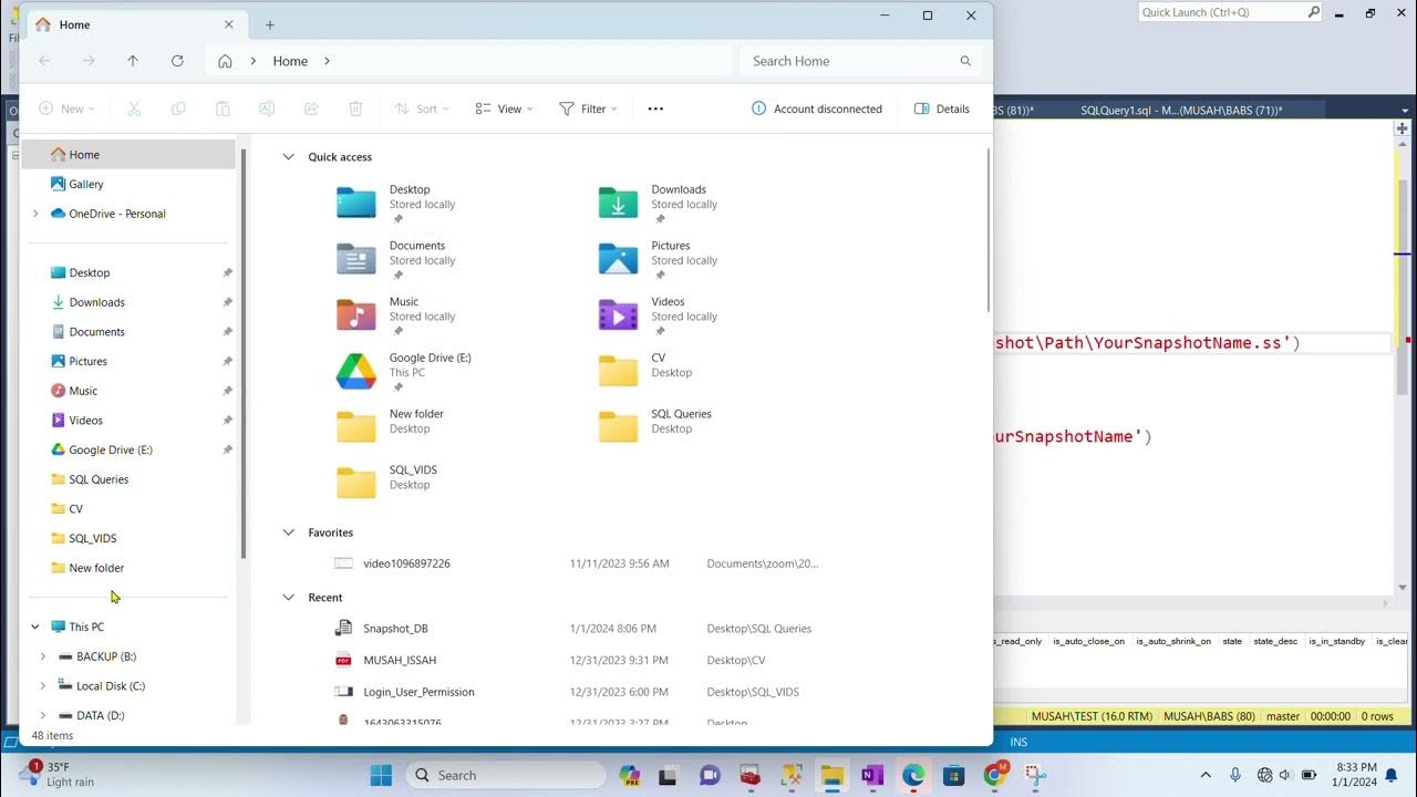 Creating Database Snapshots in Microsoft SQL Server 2022 Using T-SQL - YouTube