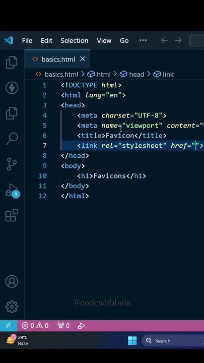 Favicons in HTML | HTML Tutorial in Telugu #htmltags #coding #htmltutorial #codewithbala #shorts ...