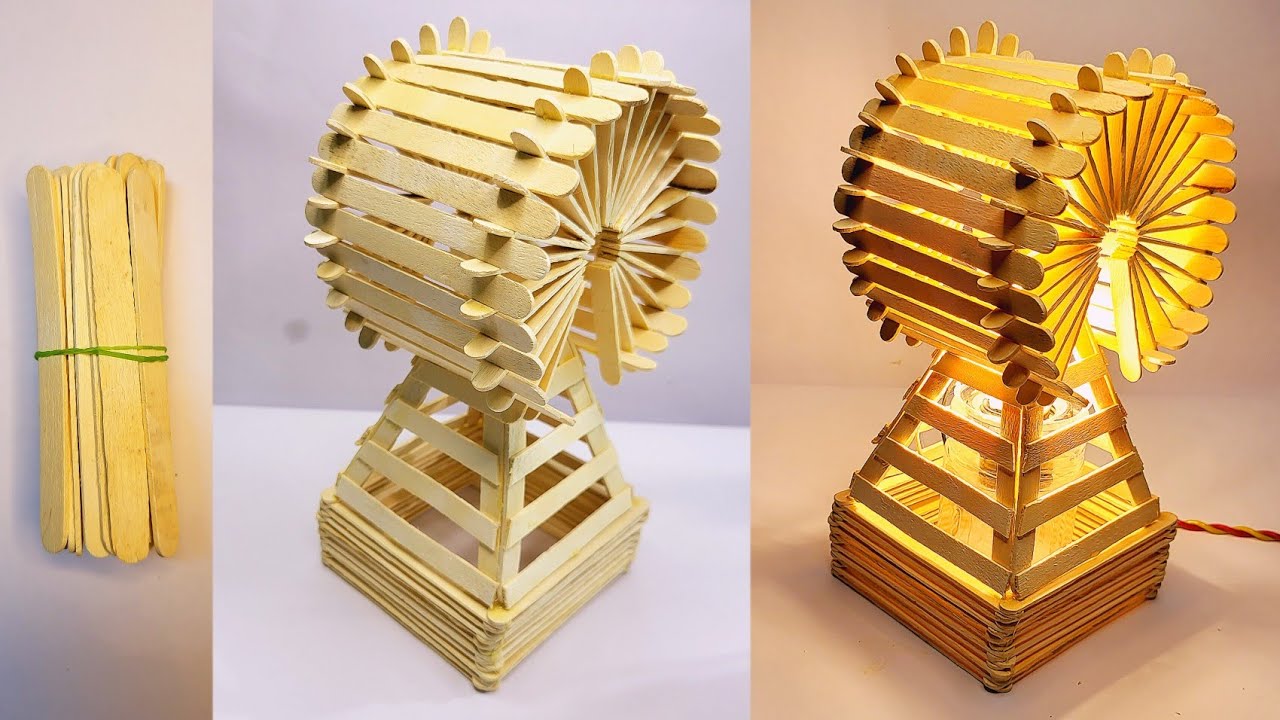 DIY Lamp with popsicle sticks|icecream sticks|home & room decor ideas ...