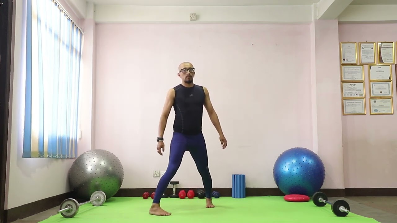 Trunk Left-Right Lateral Flexion At Right-Leg Wide Base Stance ...