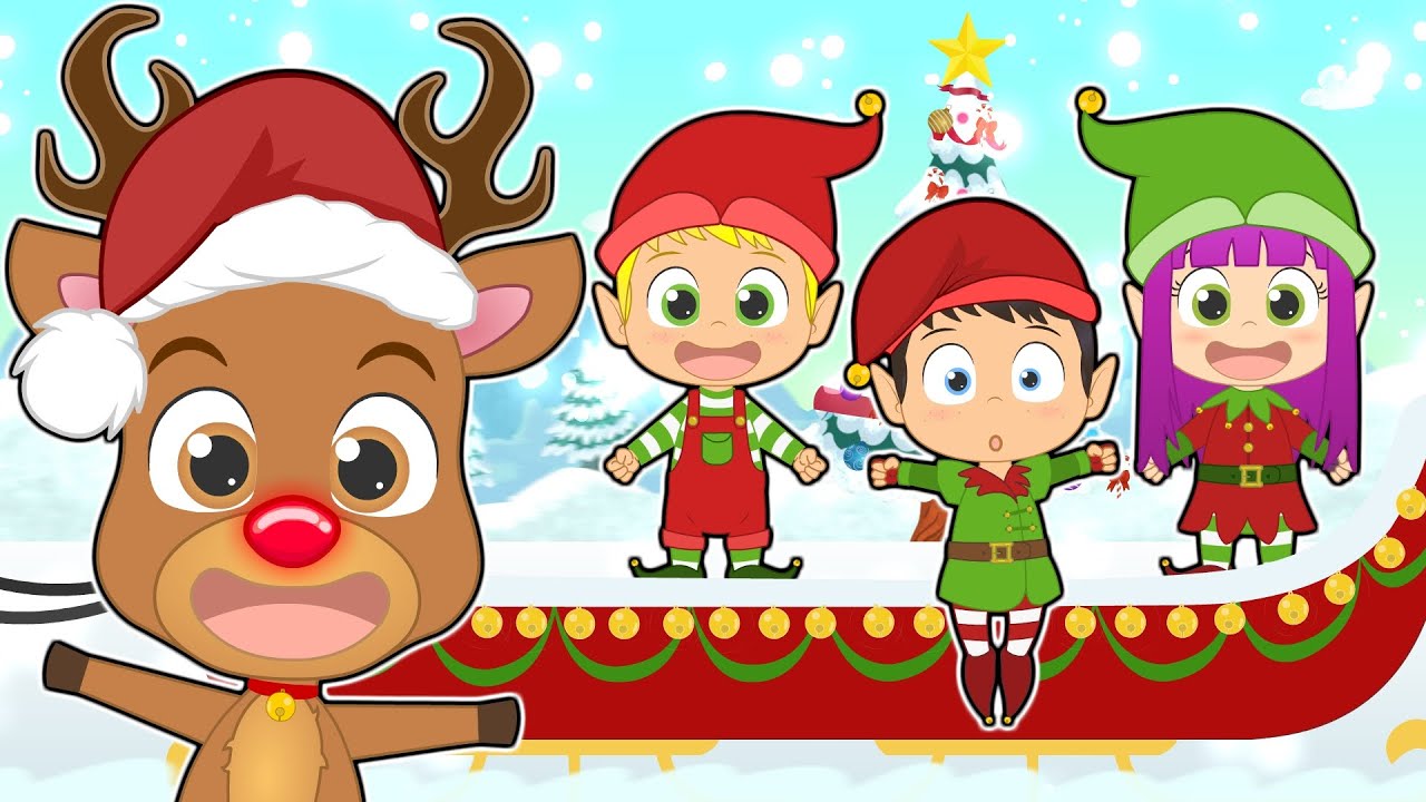 CINCO BEBÉS 🎅 Con los ayudantes de Santa Claus y Rodolfo el reno - YouTube