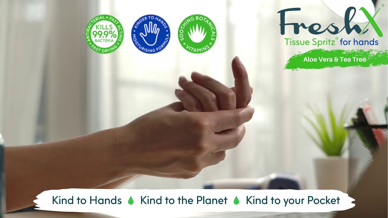 FreshX Tissue Spritz for hands - YouTube