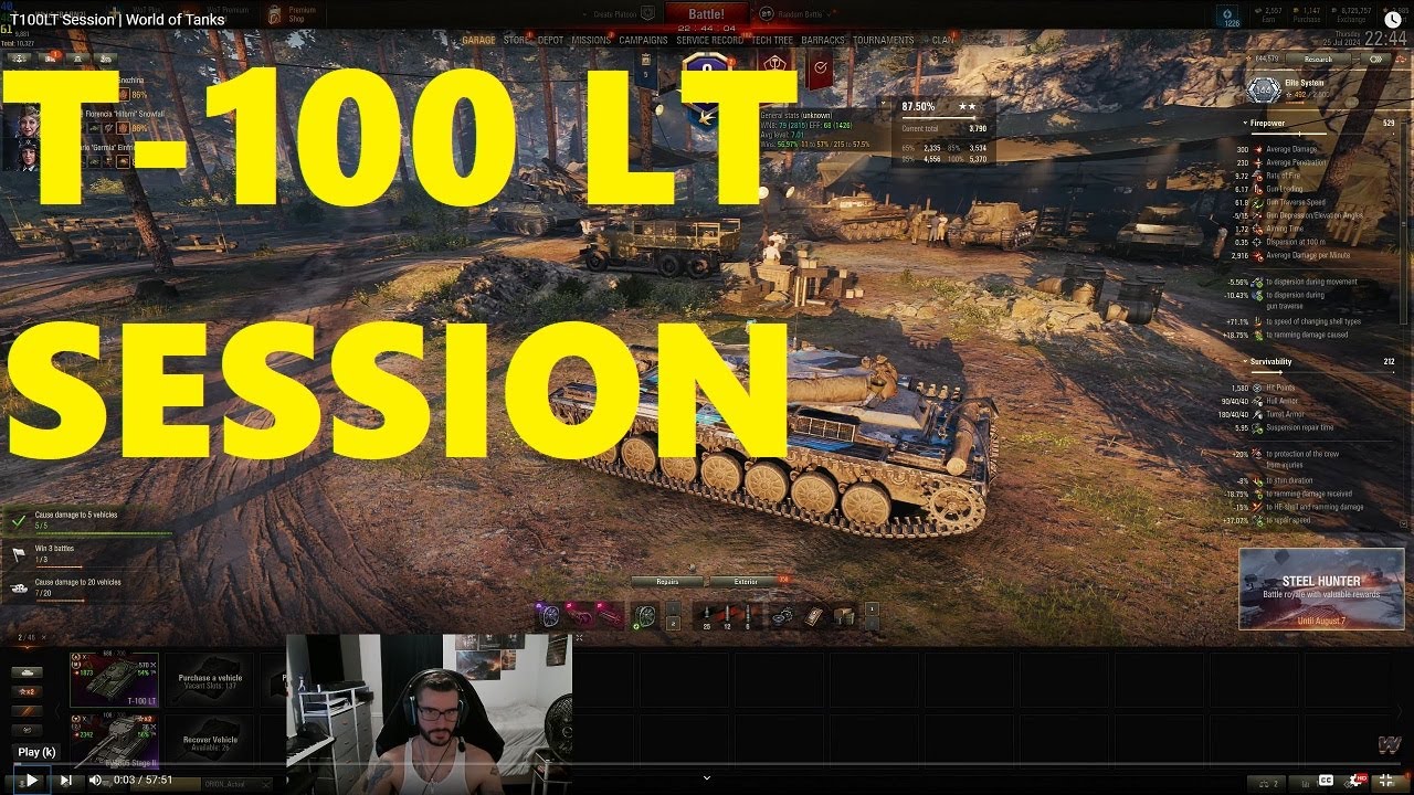 T-100 LT Session | World of Tanks - YouTube