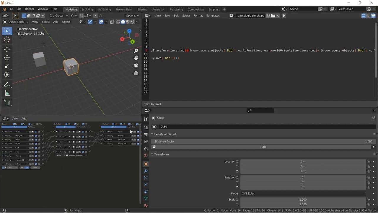 [Tutorial] - UPBGE LOGIC BRICK + moving into python - YouTube