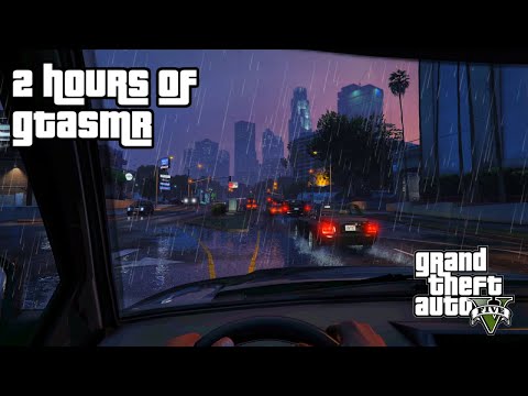 2 HOURS GTA ASMR 🌆 Driving Around Until You Fall Asleep 🌃 Ear to Ear Whispering ✨ Rain & Car Sounds