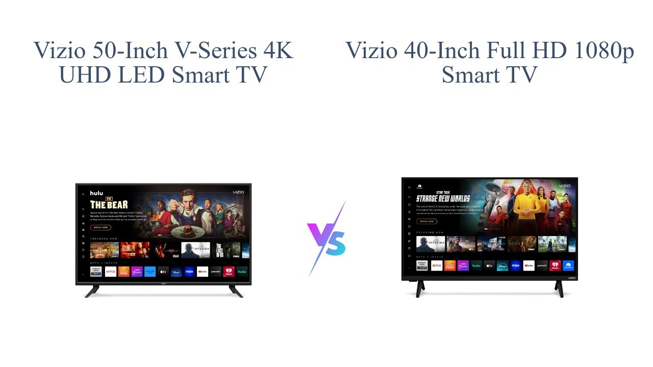 VIZIO 50-Inch 4K TV vs 40-inch Full HD TV 📺 Comparison - YouTube
