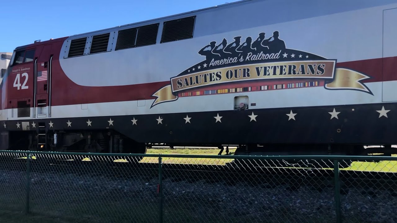 Amtrak’s Train #42 locomotive ’Salute to Veterans’ Unit passes by ...