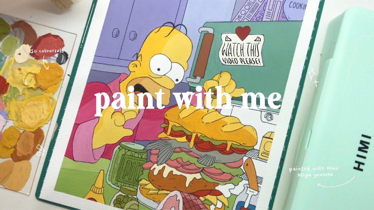 paint with me, the simpsons | using himi miya jelly gouache 🥪 - YouTube