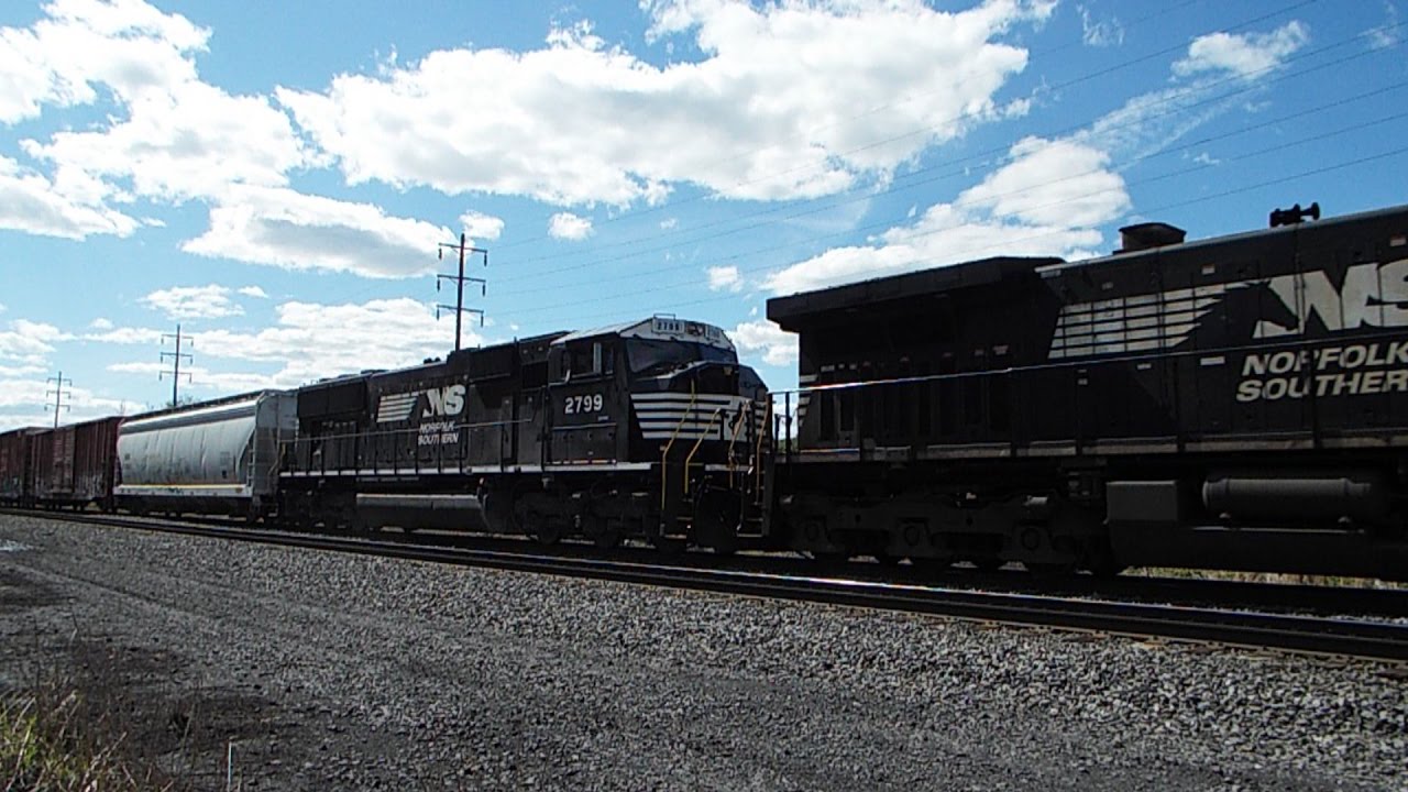 eastbound NS 10N with a ex-conrail #2799 trailing - YouTube