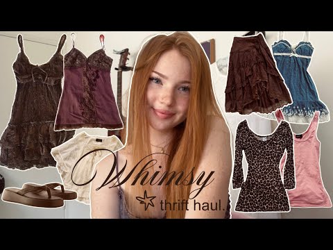 whimsy BIG thrift haul ⋆˚࿔ try on clothes + room decor!